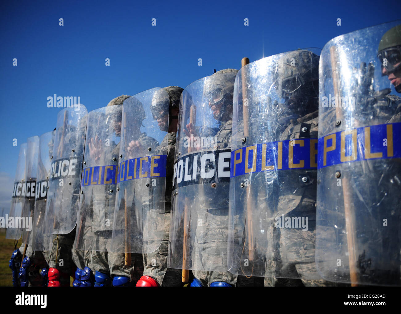 Members of the 9th Security Forces Squadron Bravo Flight stands at the ...