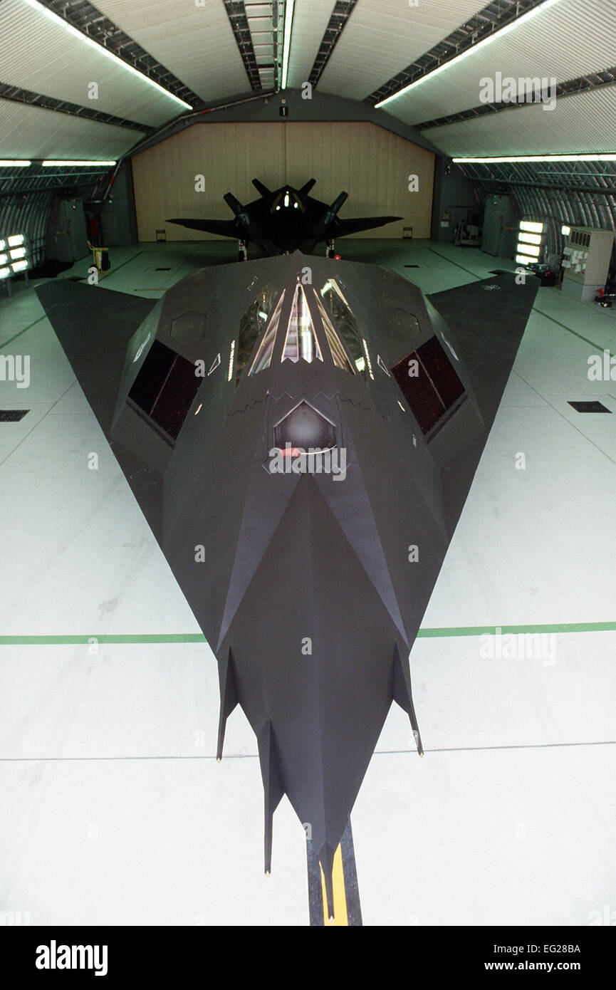 Two F-117A aircraft from the 37th Tactical Fighter Wing 37th TFW sit in ...