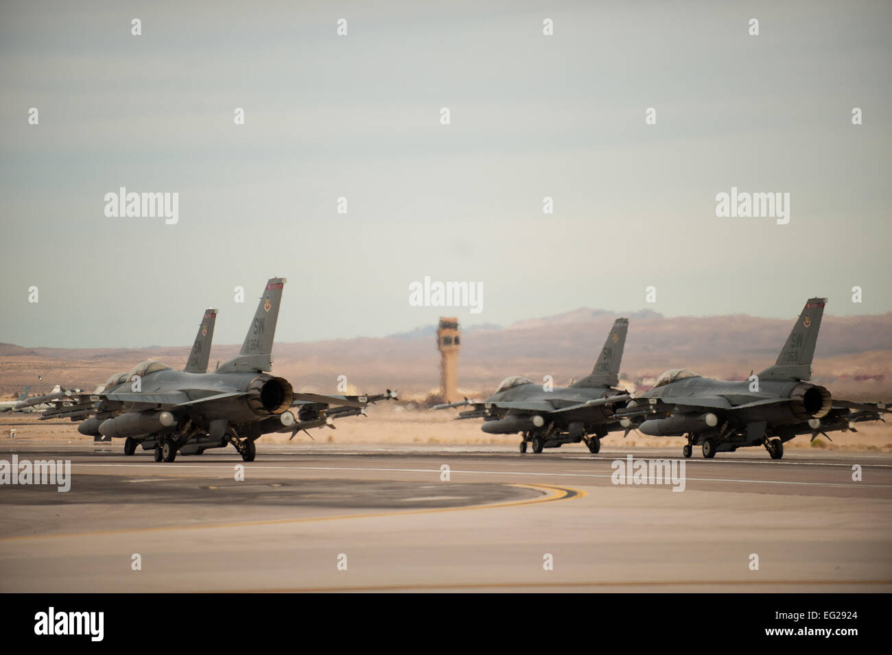 Four F-16 Fighting Falcons from the 55th Fighter Squadron, Shaw Air ...