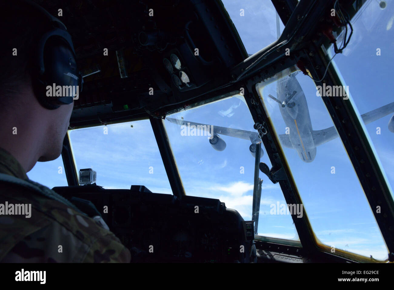 A KC-135 Stratotanker from the 909th Air Refueling Squadron departs ...