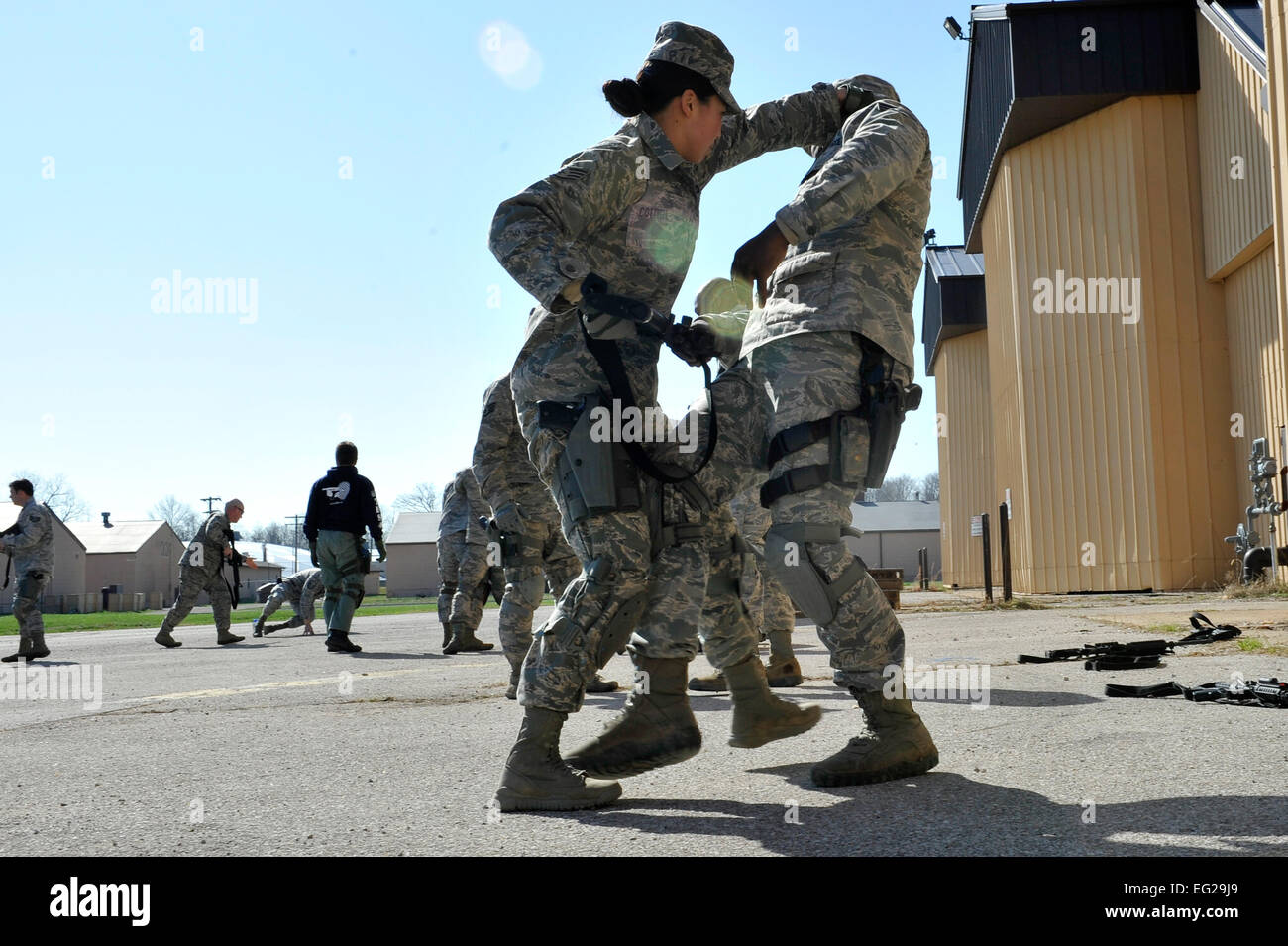 Security forces squadron trainers practice defense strategies during ...
