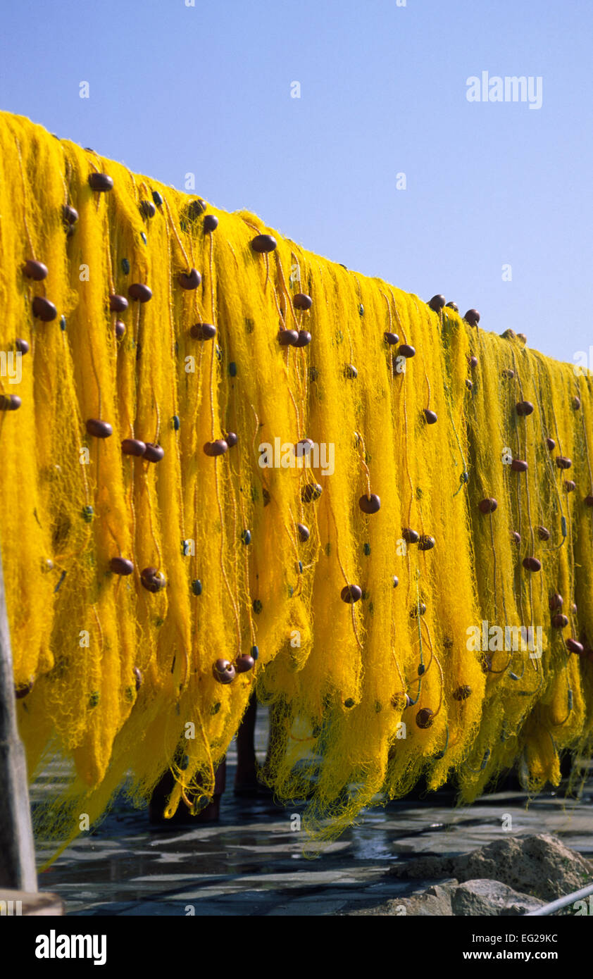 Greece, Northeastern Aegean Islands, Samos, Kokkari, fishing net Stock ...