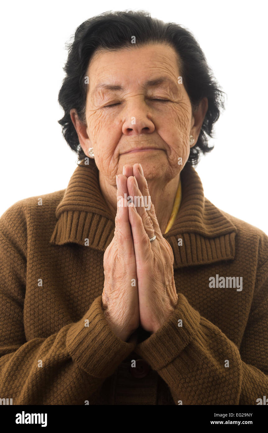 closeup shot of grandmother praying Stock Photo - Alamy