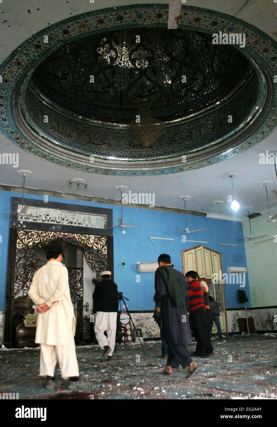 Peshawar. 14th Feb, 2015. Pakistani Shiite Muslims gather in the Shia ...