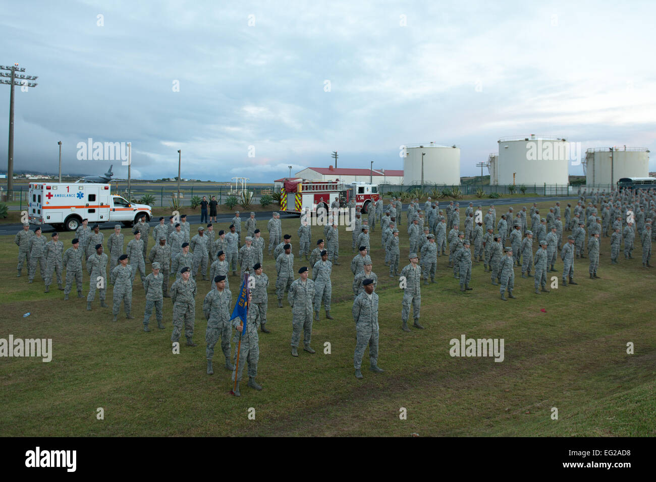 U.S. Air Force Airmen from the 65th Air Base Wing in formation for a 9/ ...