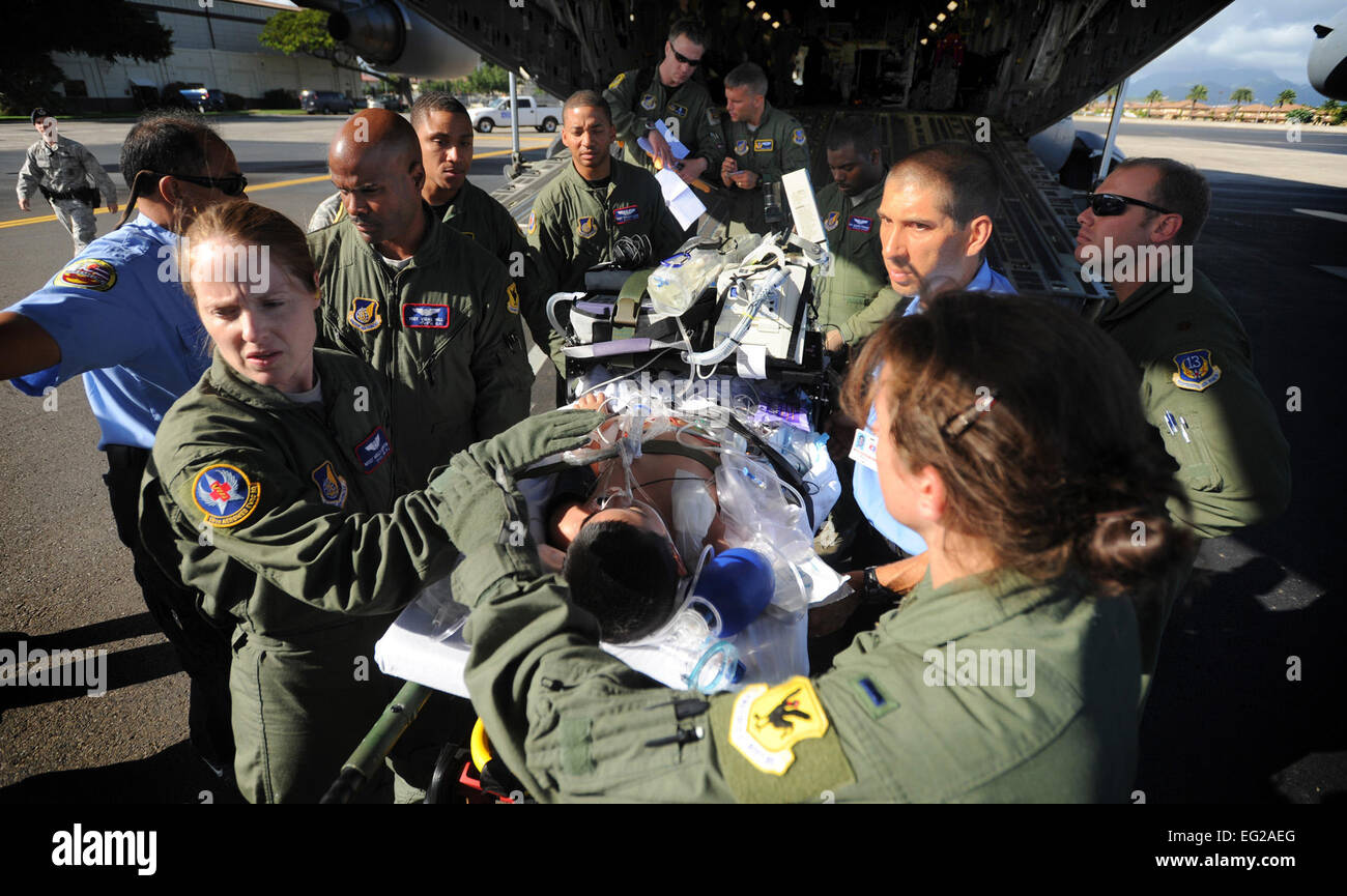 Members of the 18th Aeromedical Evacuation Squadron Det. 1 and 13th Air ...