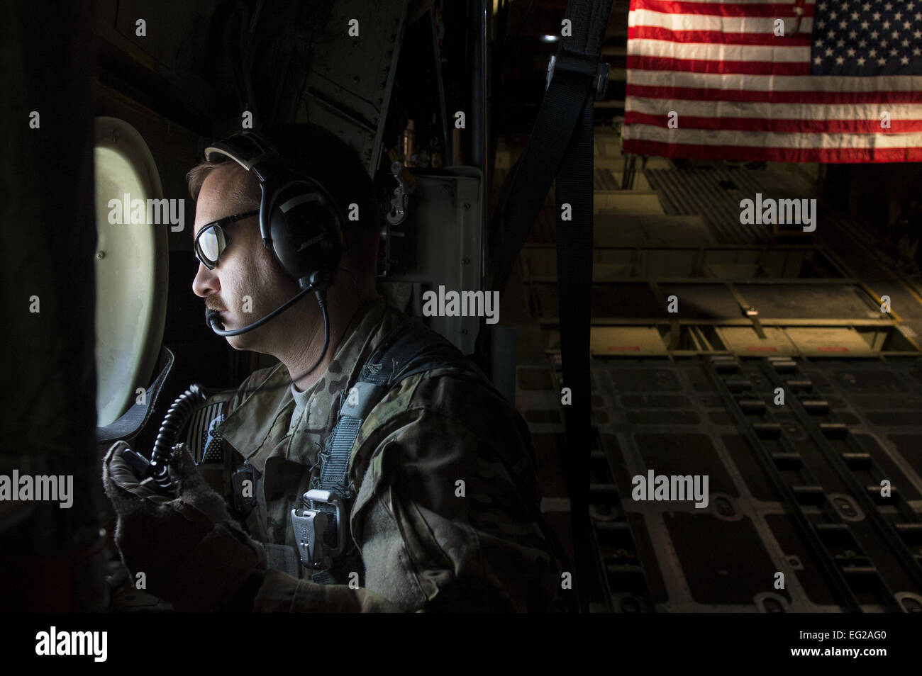 Tech. Sgt. Thomas Hough scans for threats during a retrograde mission ...