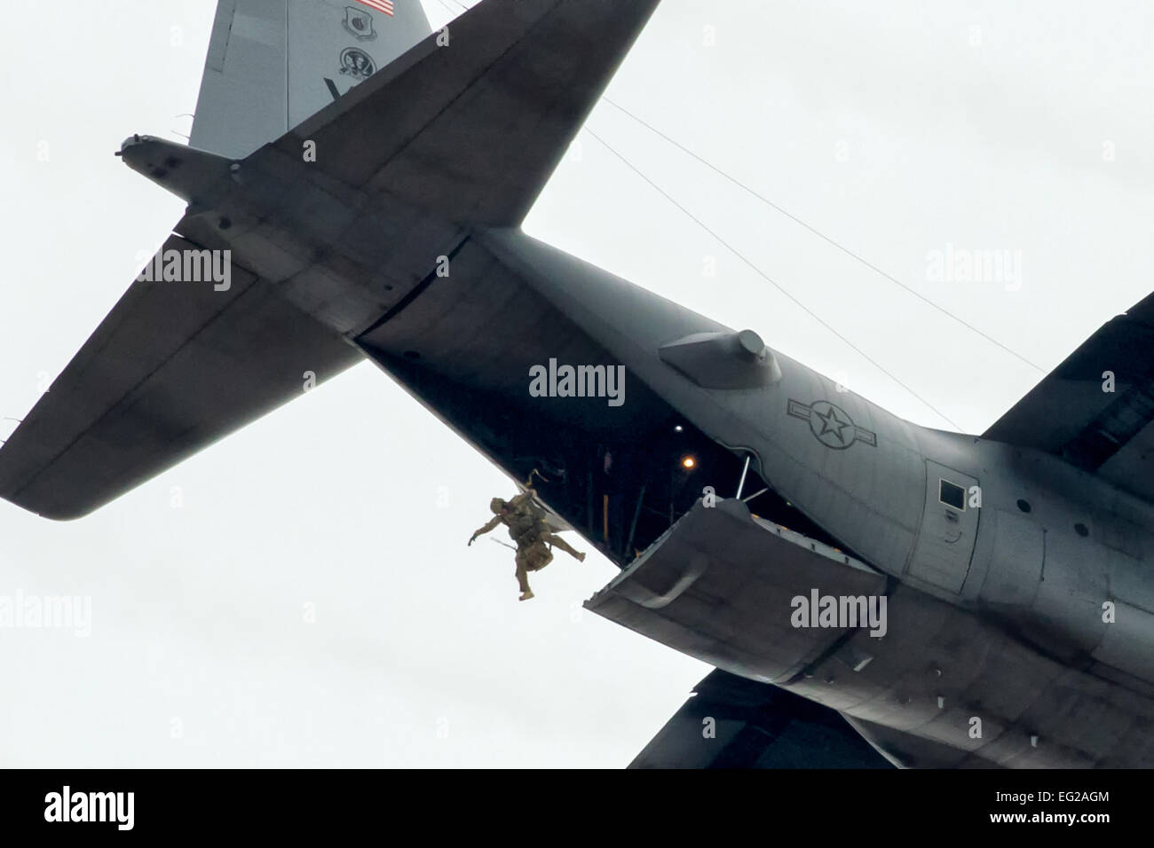 A 31st Rescue Squadron pararescueman jumps out of a 36th Airlift ...