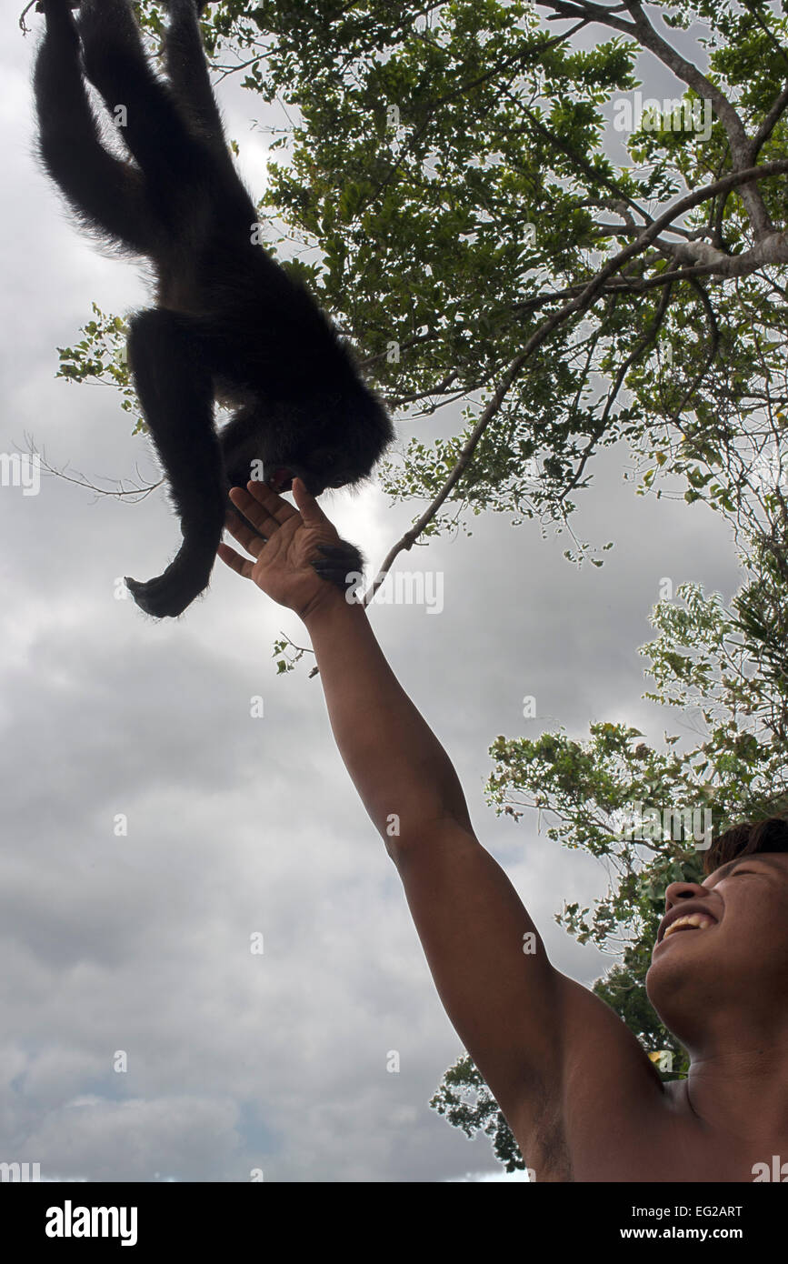 Spider monkey at Villagers of the Native Indian Embera Tribe, Embera ...