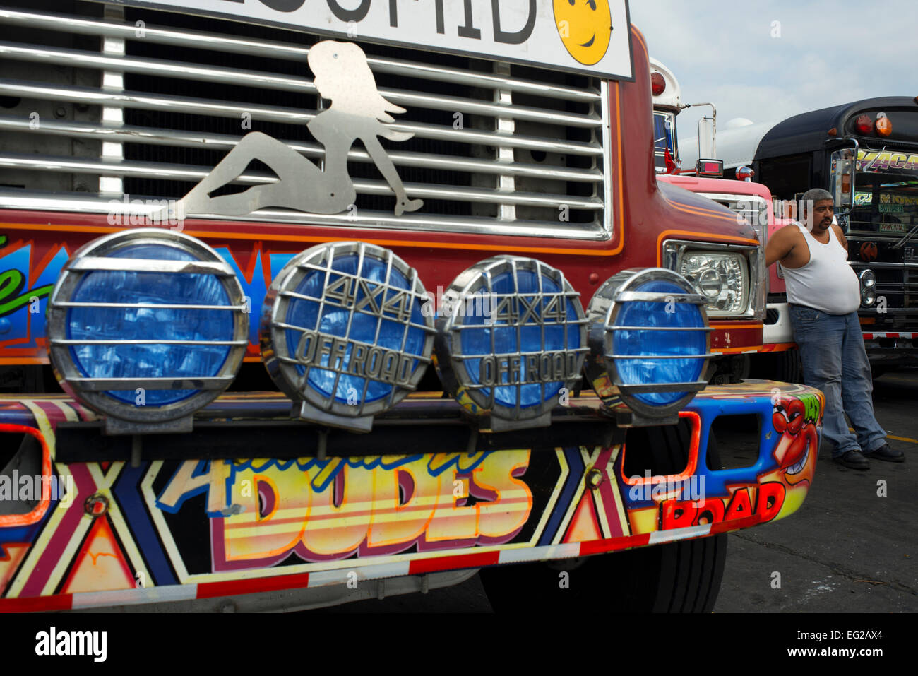 BUS RED DEVIL DIABLO ROJO PAINTED BUS PANAMA CITY REPUBLIC OF PANAMA ...