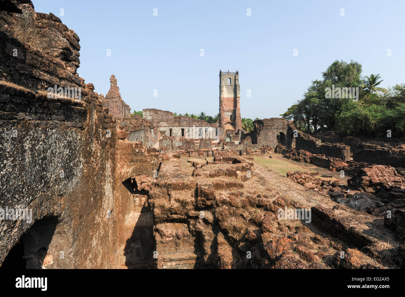 Ruins of St. Augustine convent complex at Old Goa on India Stock Photo ...