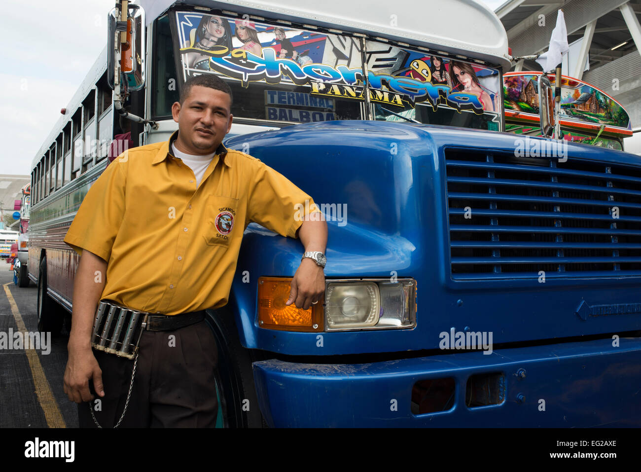 Driver of BUS RED DEVIL DIABLO ROJO PAINTED BUS PANAMA CITY REPUBLIC OF ...