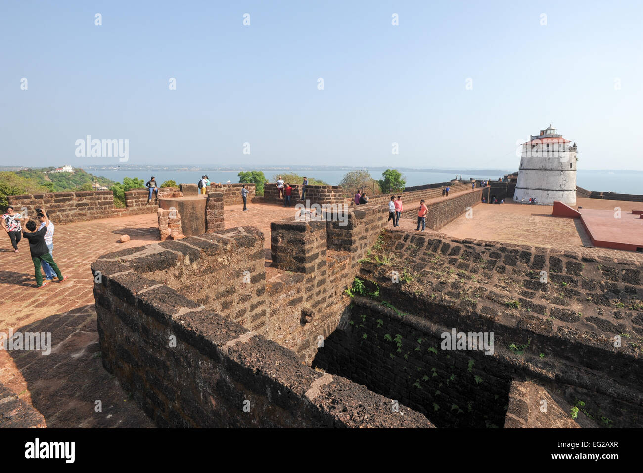 Goa, India - 8 January 2015: People visiting the fort Aguada on Goa ...