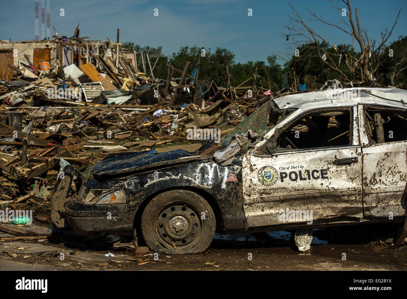 A police car was destroyed by a tornado in Moore, Okla., May 22, 2013 ...