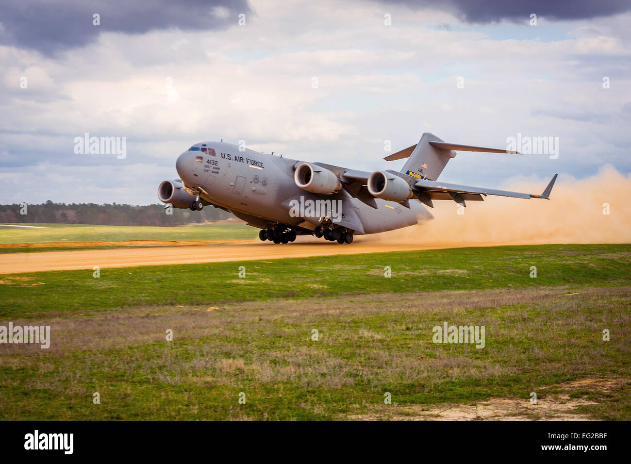 A U.S. Air Force C-17 Globemaster III aircraft takes off from the ...