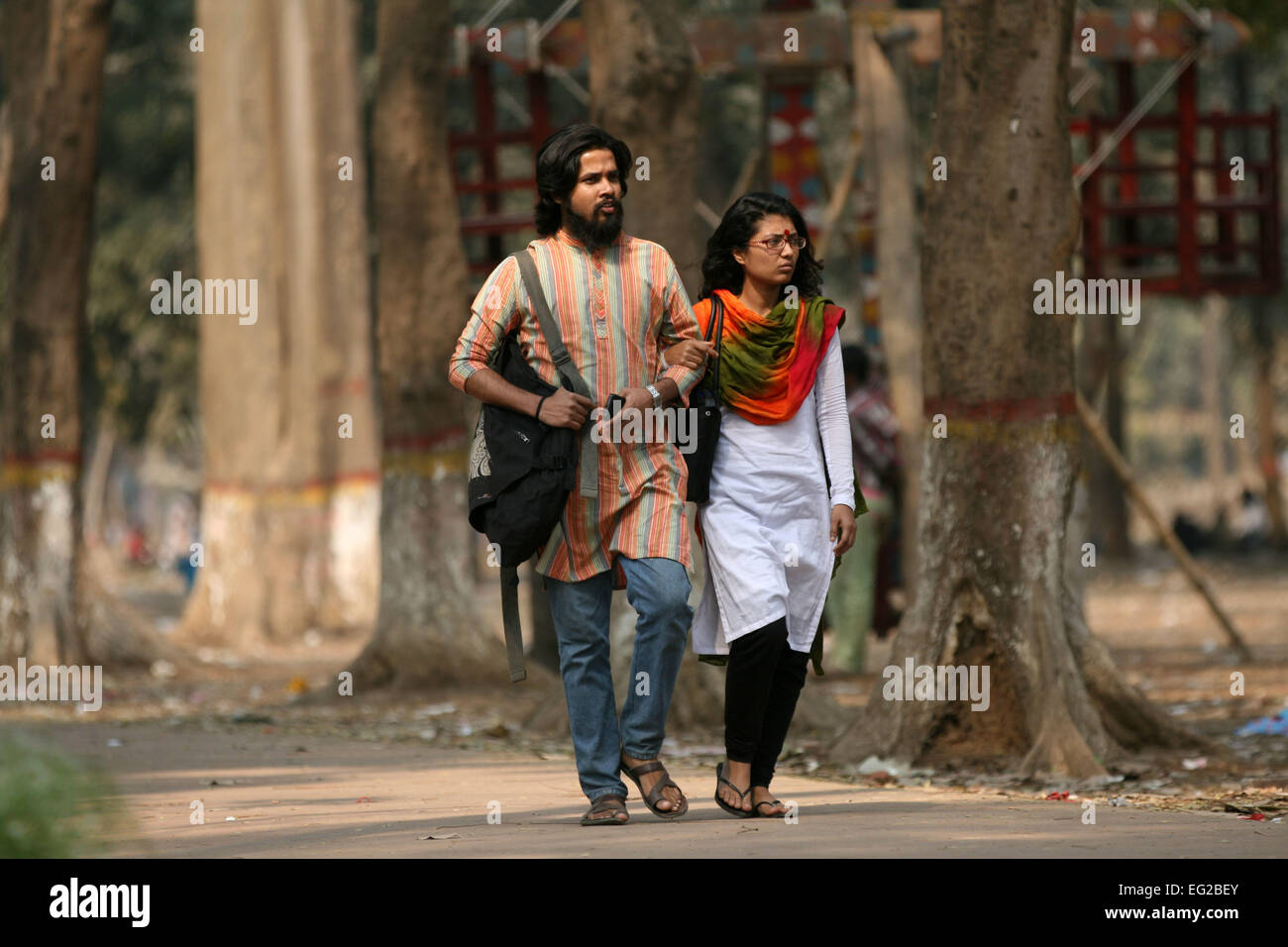Dhaka, Bangladesh. 14th February, 2015. A young couple on Valentine’s Day at Shohrawardi Uddan ...