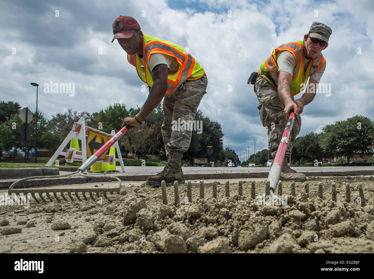 Horizontal construction workers Senior Airmen Brandon Johnson, 560th ...