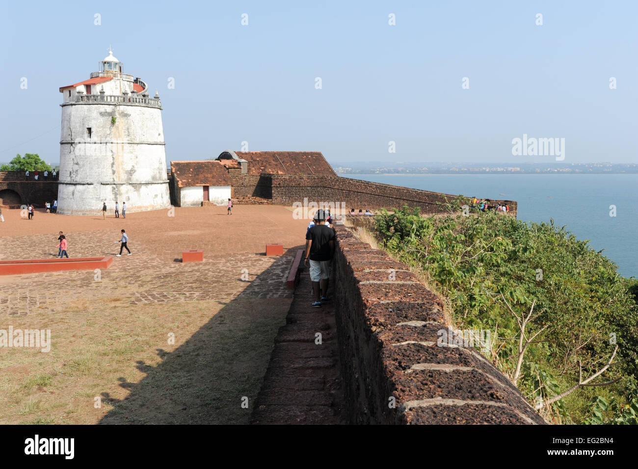 Goa, India - 8 January 2015: People visiting the fort Aguada on Goa ...
