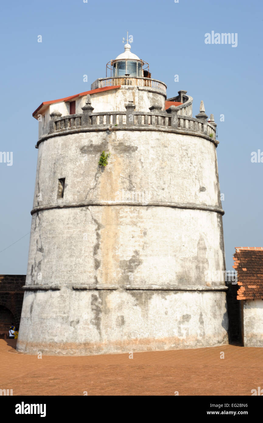 Lighthouse in Aguada fort, located near Sinquerim beach, Goa, India ...