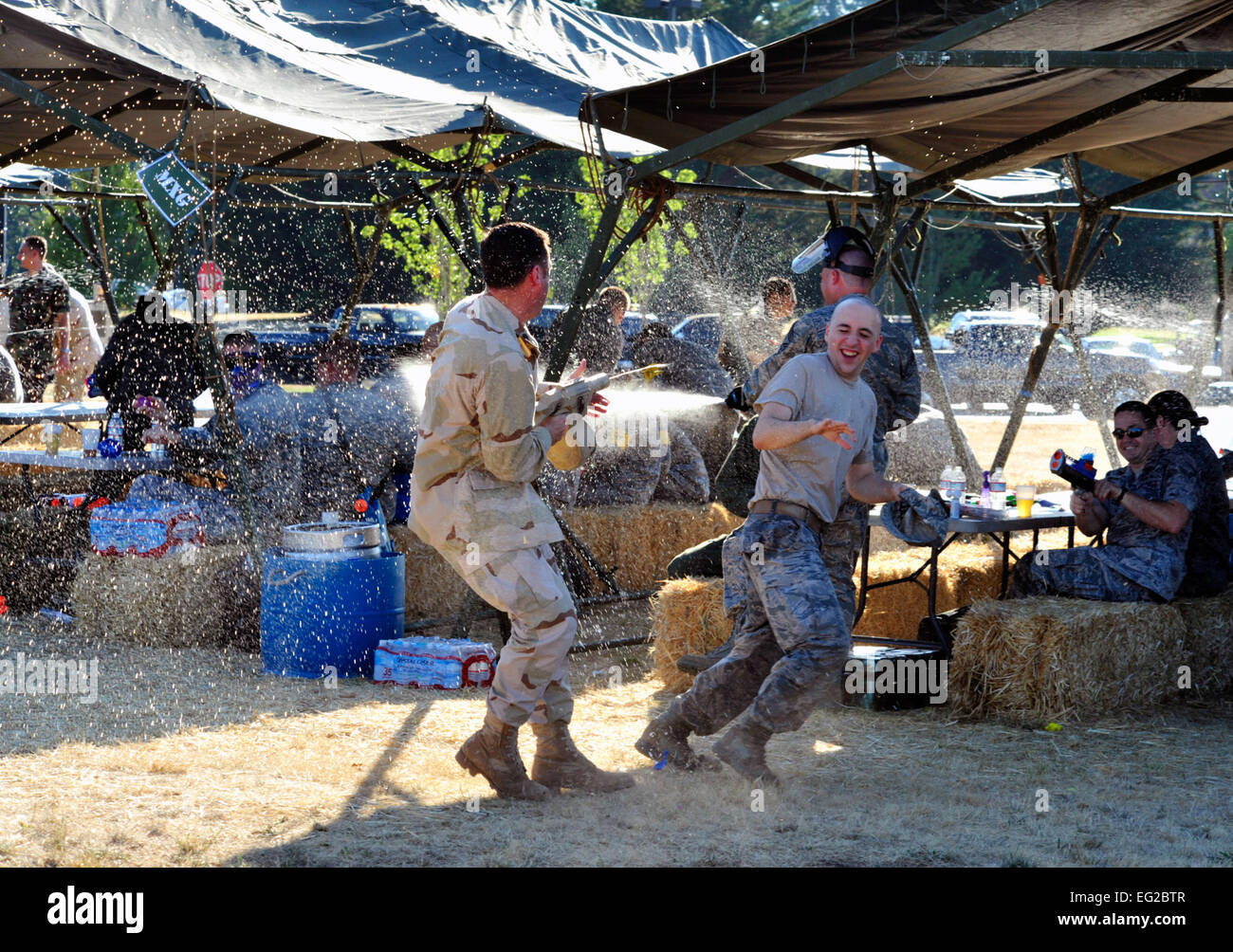 U.S. Air Force Lt. Col. Robert Farkas left, 62nd Aerial Port Squadron ...