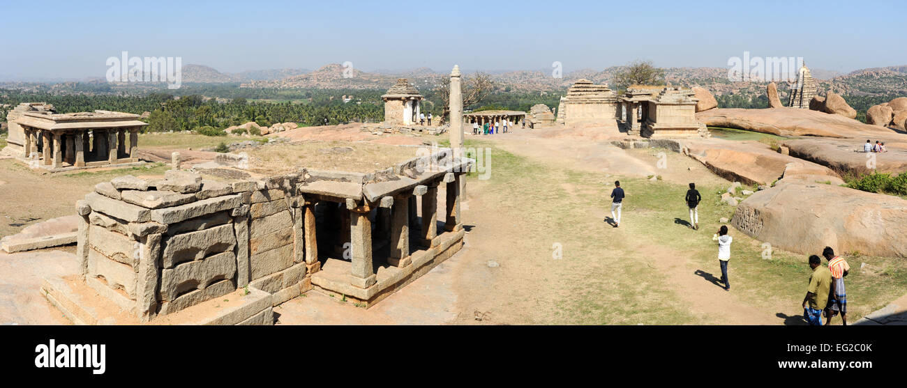 Hampi, India - 11 January 2015: People walking in front of Ancient ...