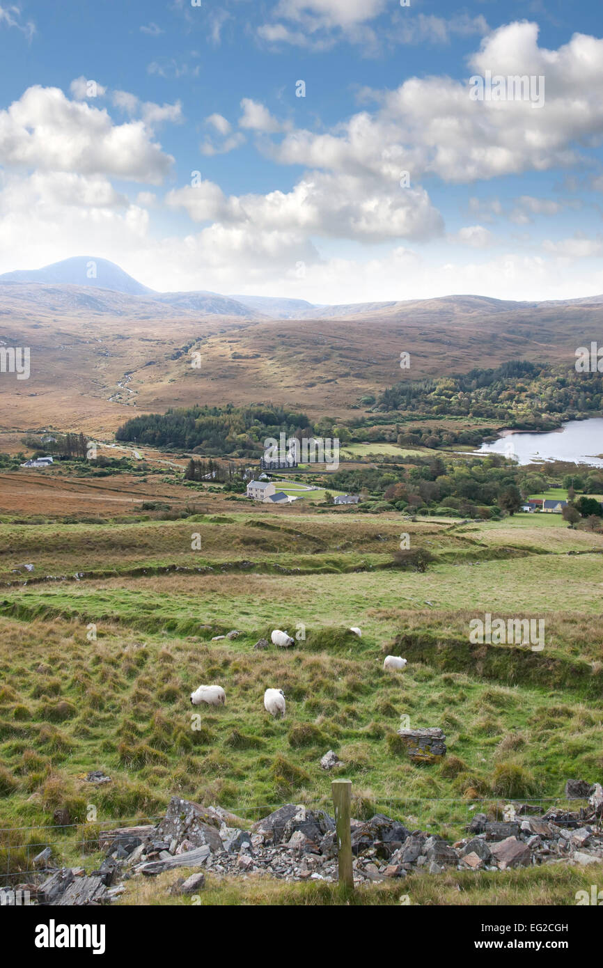 old Dunlewy church in the beautiful Donegal countryside in Ireland ...