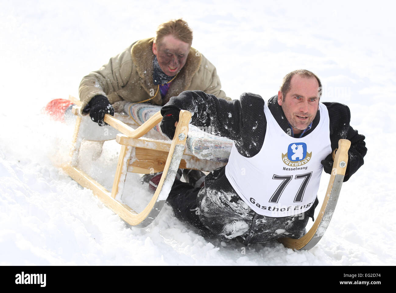 Pfronten, Germany. 14th Feb, 2015. Participants in the traditional ...