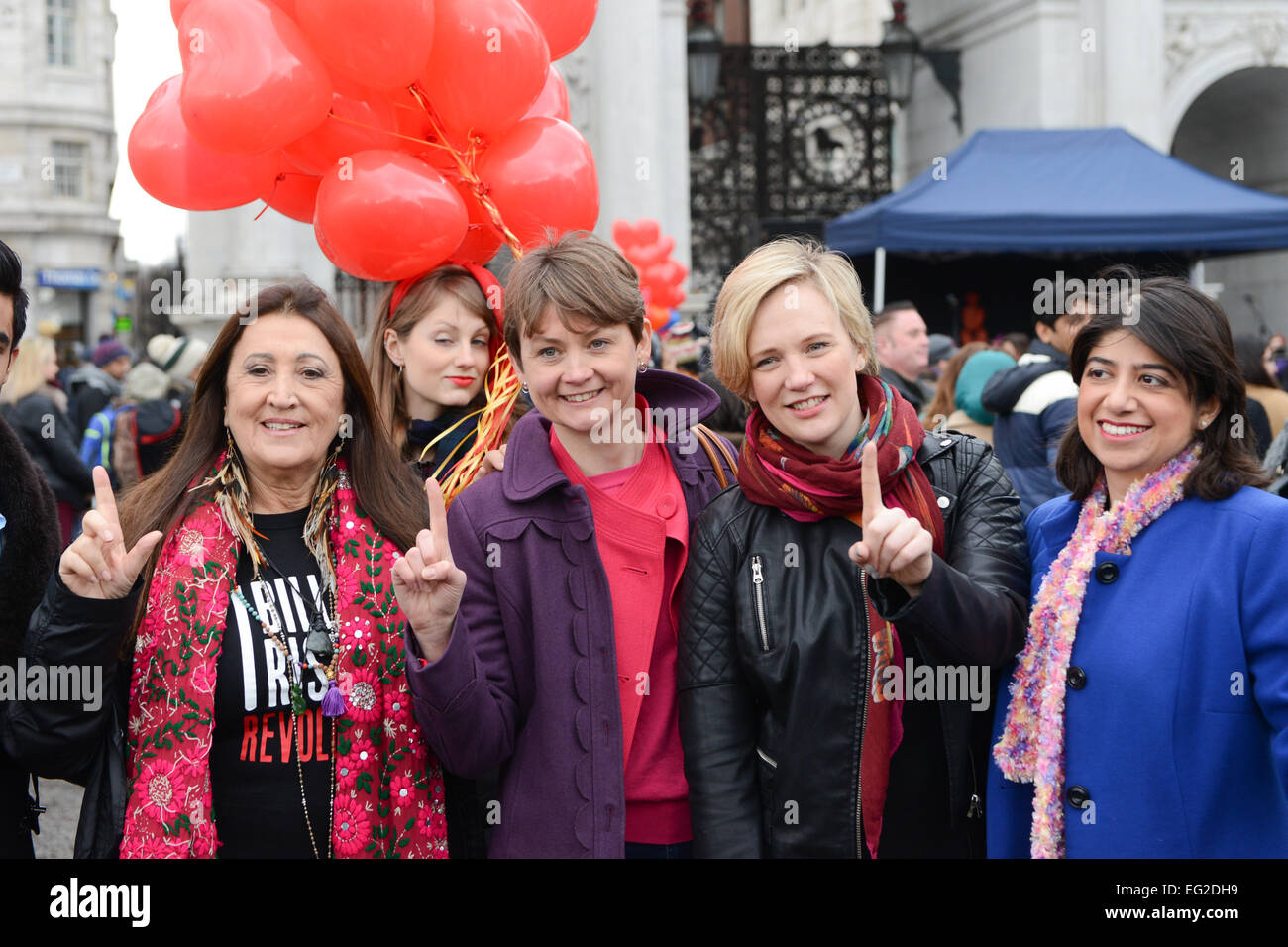 Marble Arch, London, UK. 14th February 2015. Lynne Franks (left) and ...