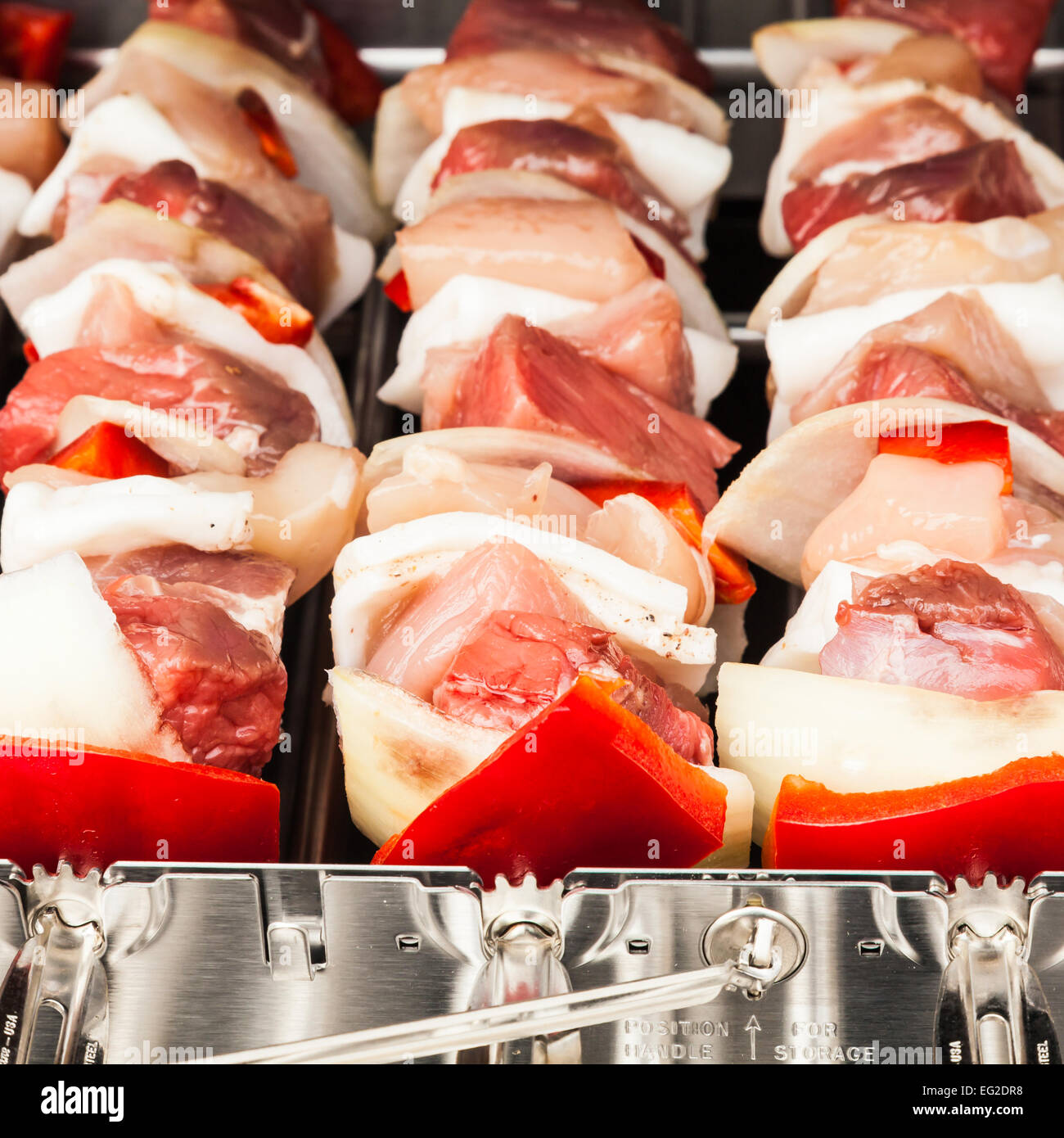 Detail of meat preparation for a barbecue Stock Photo - Alamy