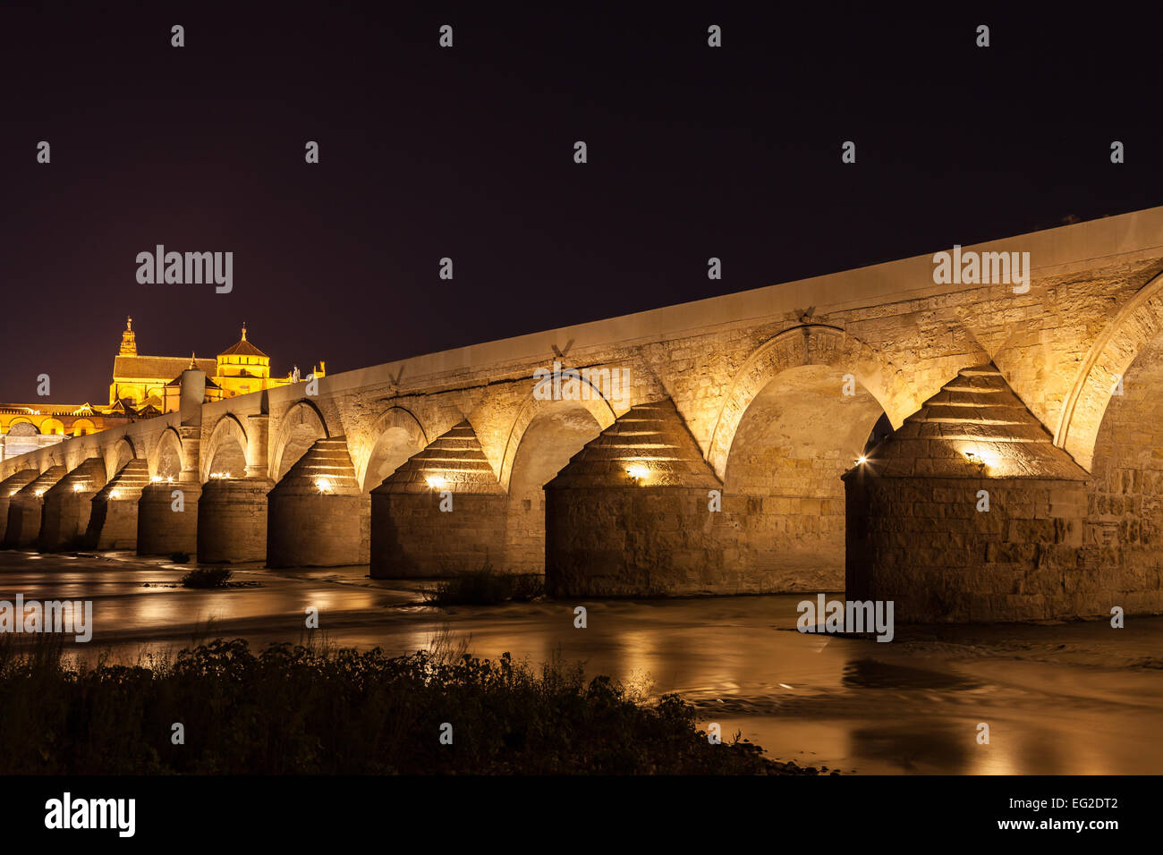 Roman bridge of Córdoba, the main landmark of this city in Andalusia ...