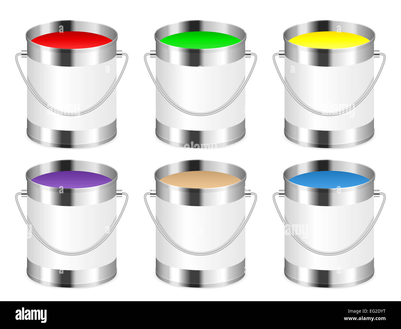 Paint can set on a white background Stock Photo - Alamy