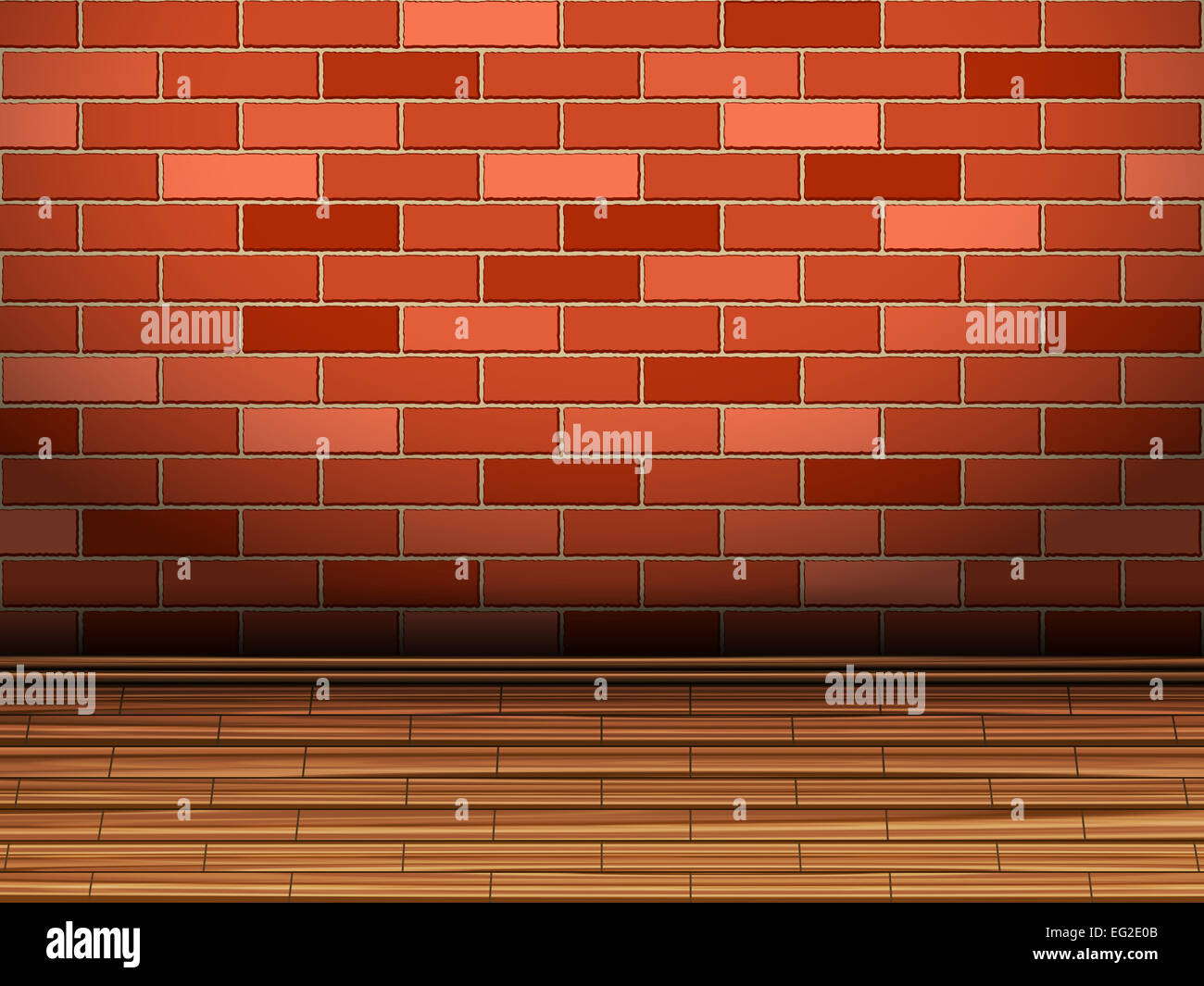 Wooden parquet floor and brick wall Stock Photo - Alamy