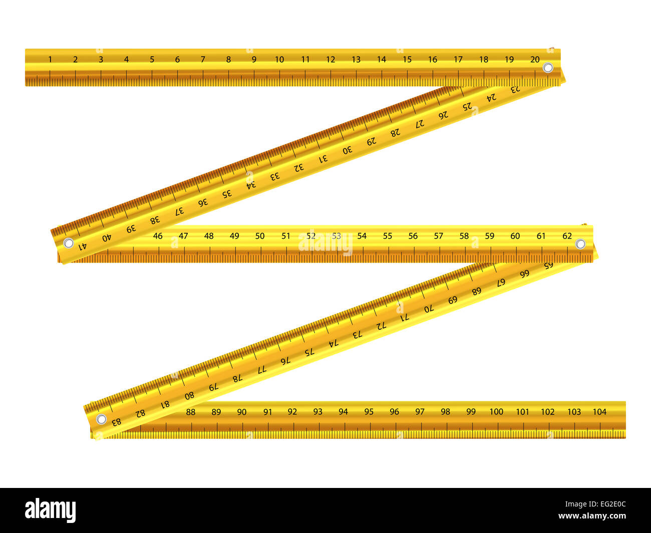 Yellow folding ruler on a white background Stock Photo - Alamy