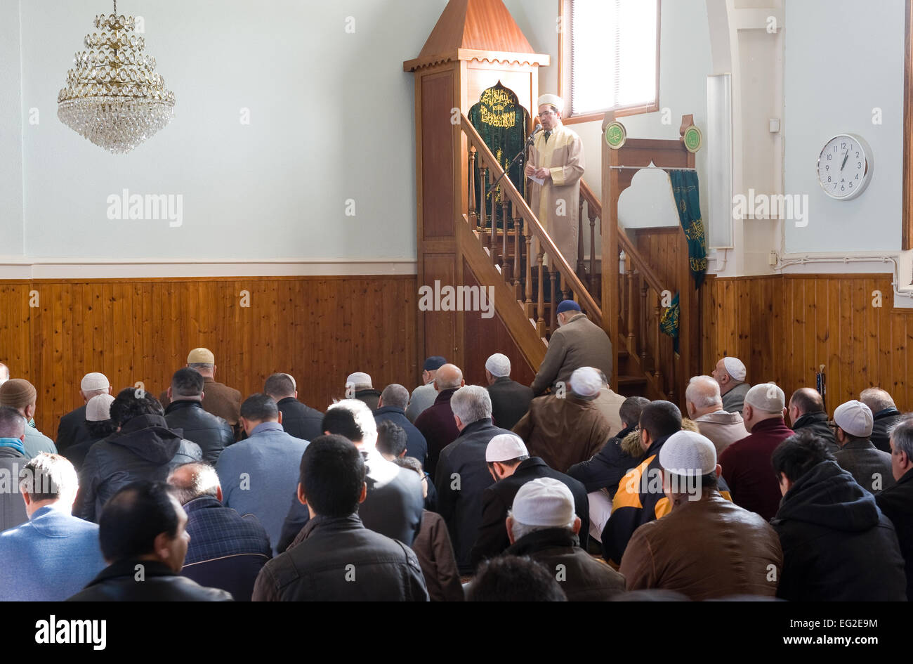 Muslims have gathered for the friday afternoon prayer in a mosque and ...