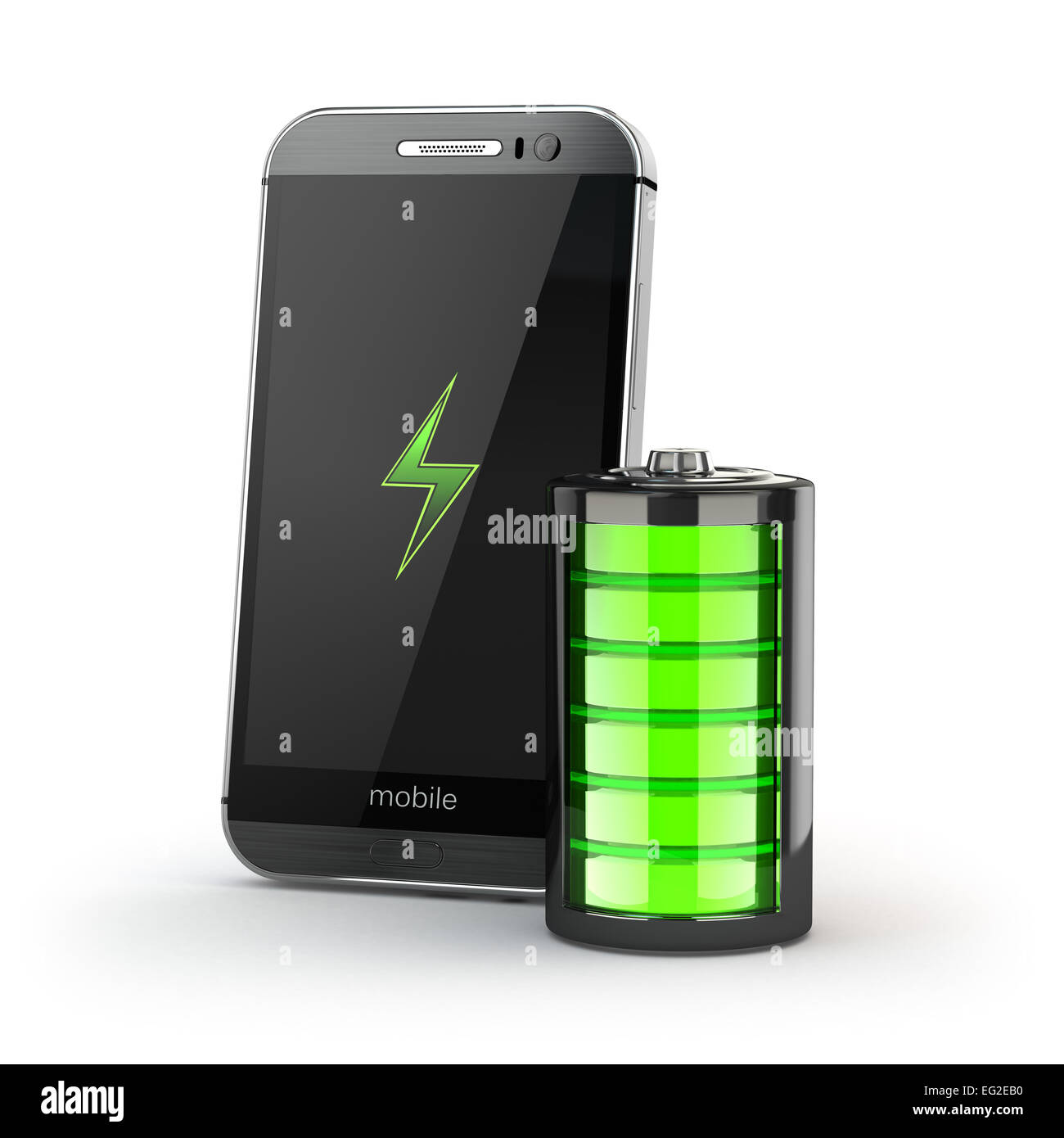 Mobile phone charging concept. Smartphone and battery charge indicator ...