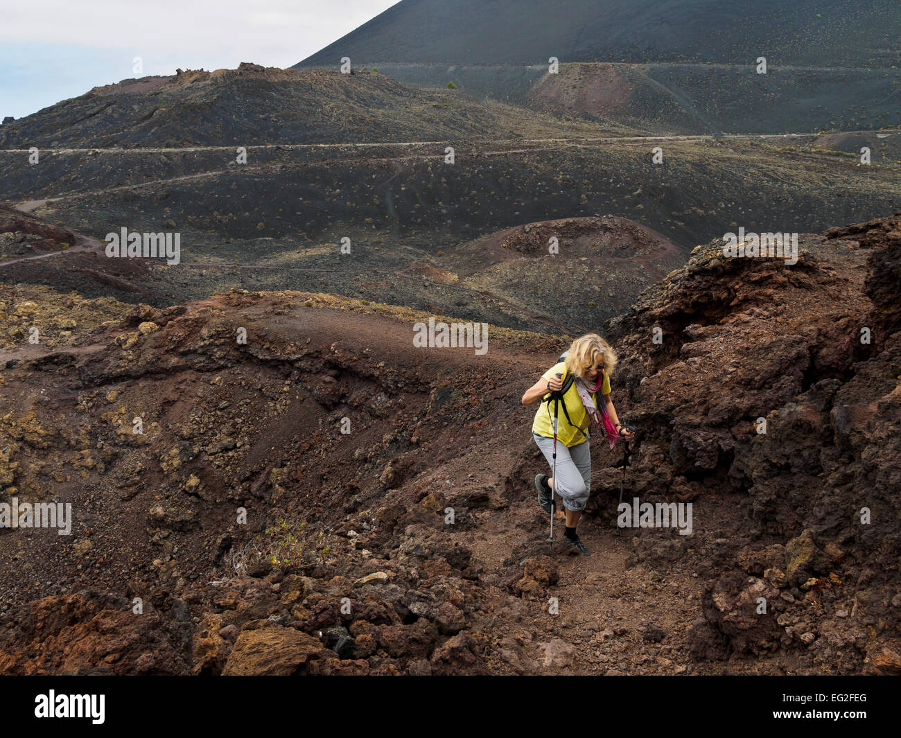 Female hiker walks volcano hi-res stock photography and images - Alamy