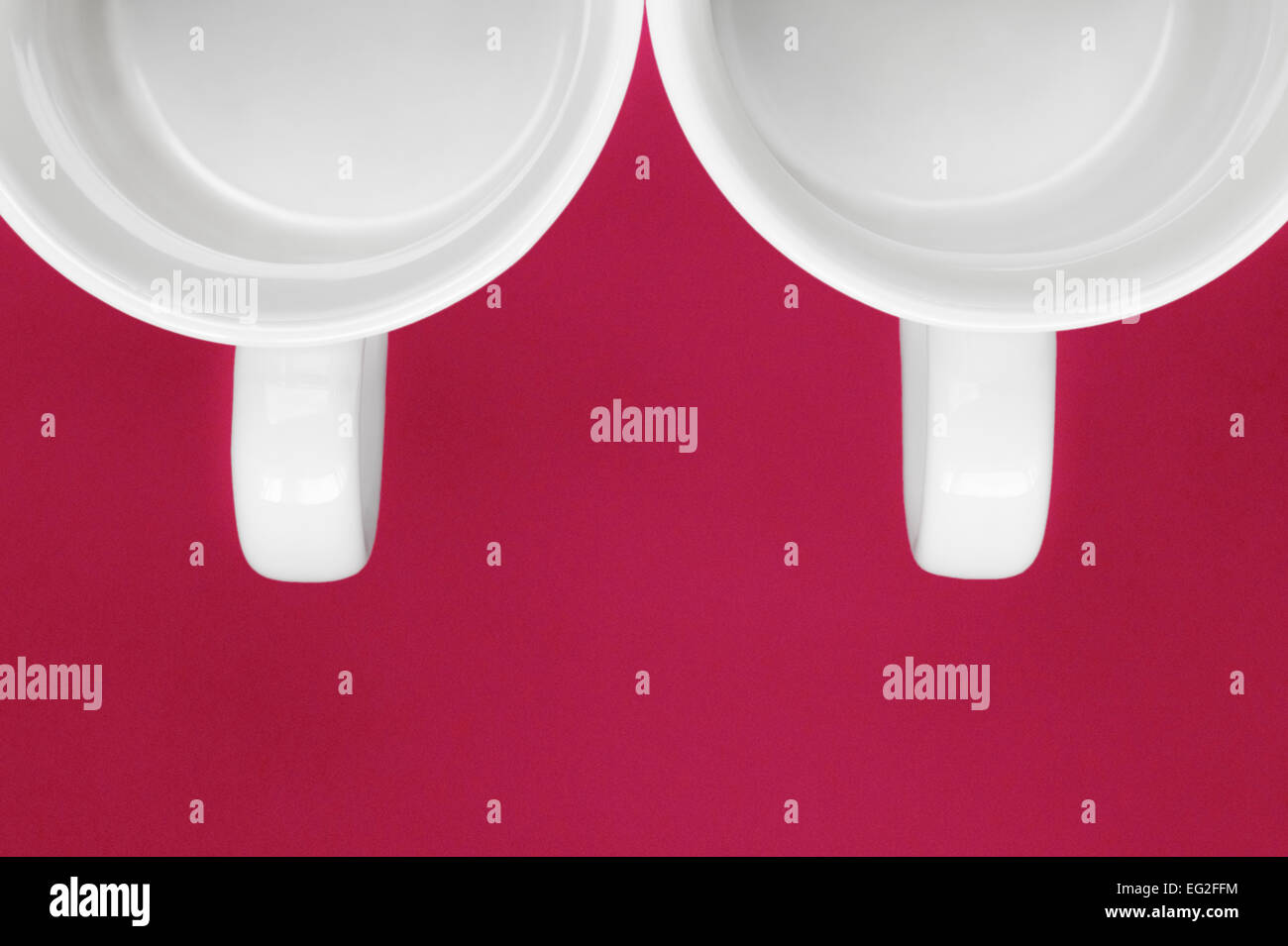 Two white Mugs overhead Stock Photo - Alamy