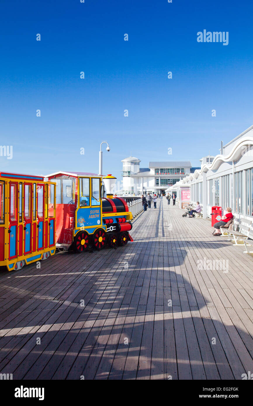 The land train that takes visitors along the new Grand Pier at Weston ...