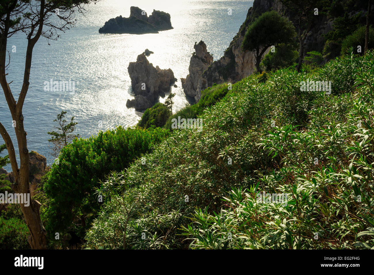 seascape view of Corfu island,Greece Stock Photo - Alamy