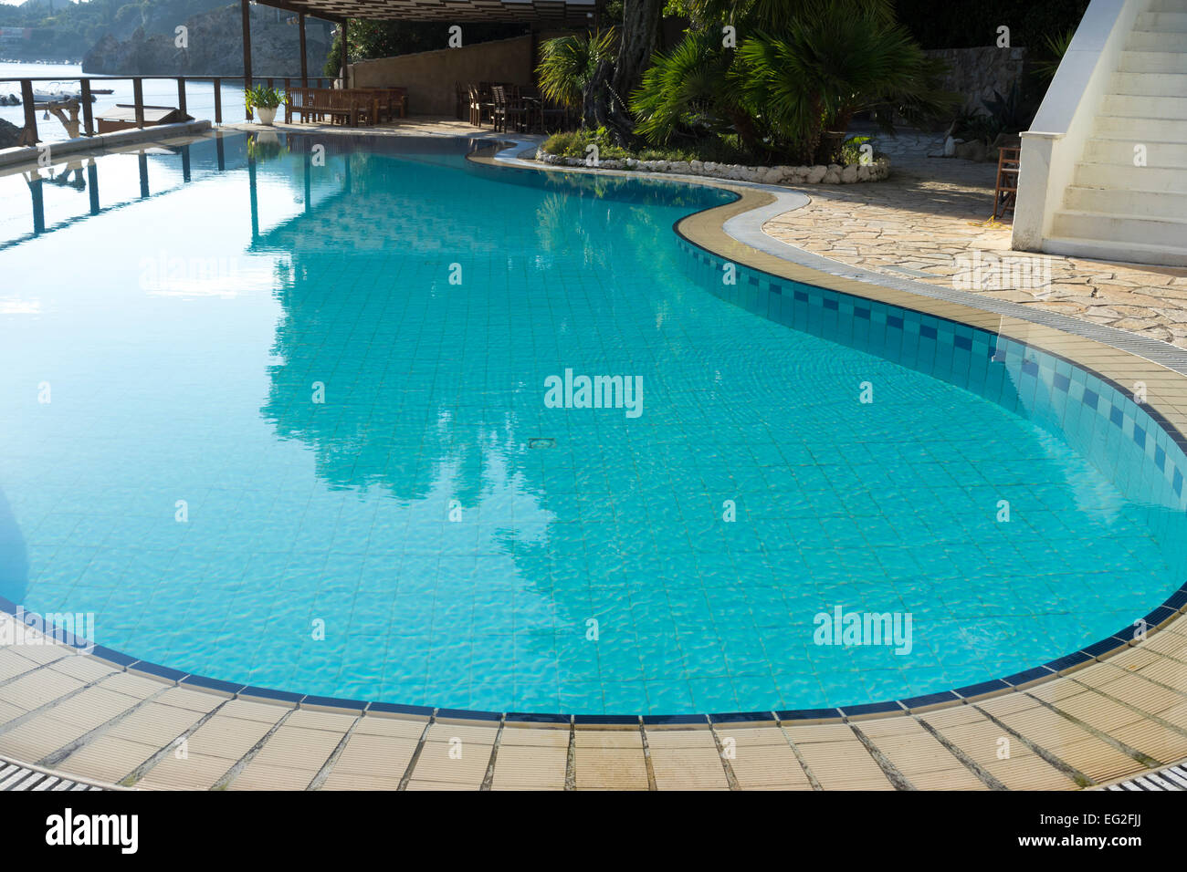 Hotel swimming pool in Corfu,Greece Stock Photo - Alamy