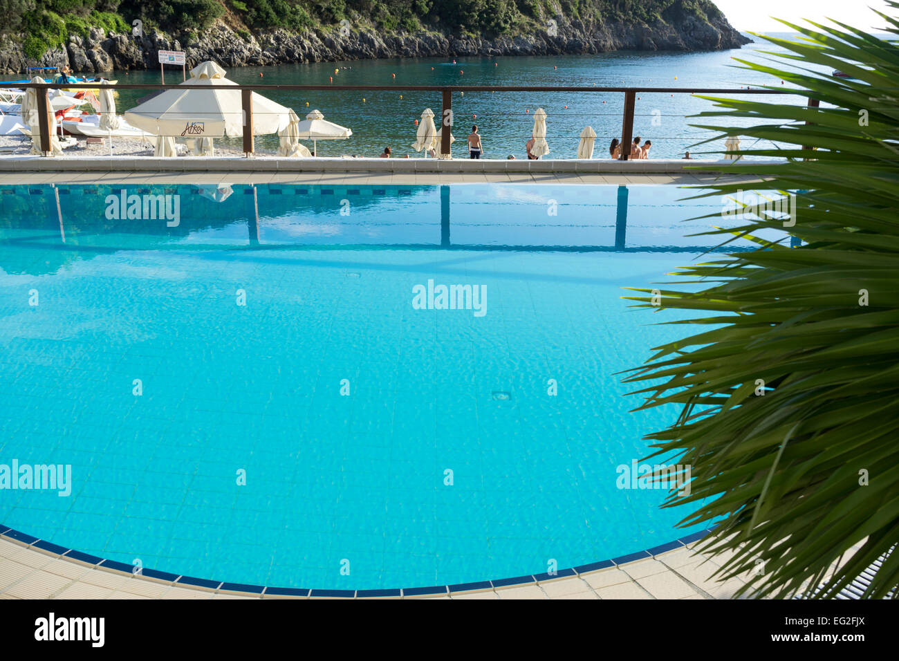 Hotel swimming pool in Corfu,Greece Stock Photo - Alamy
