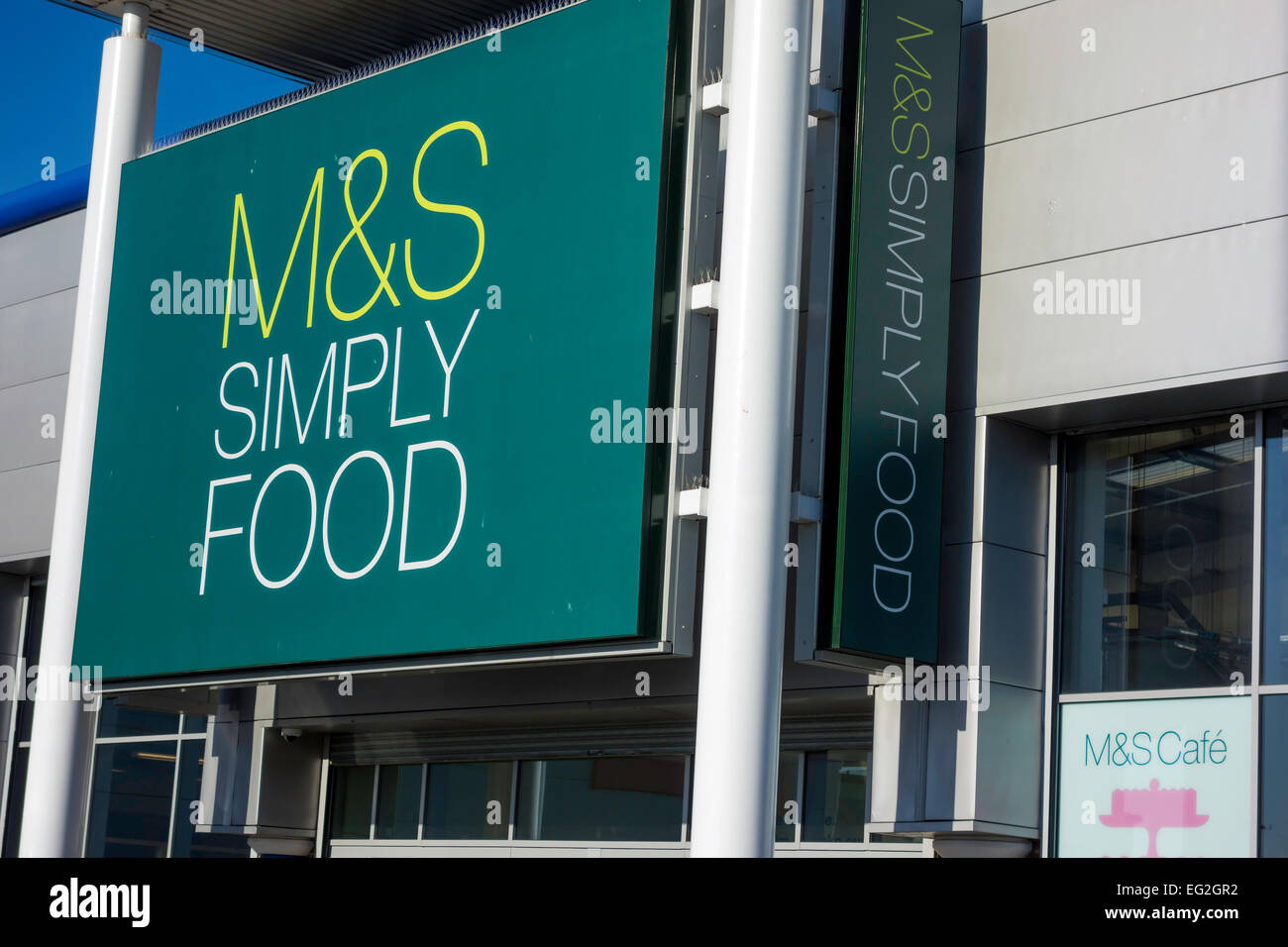Marks and Spencer Simply Food shop sign in an out of town retail ...
