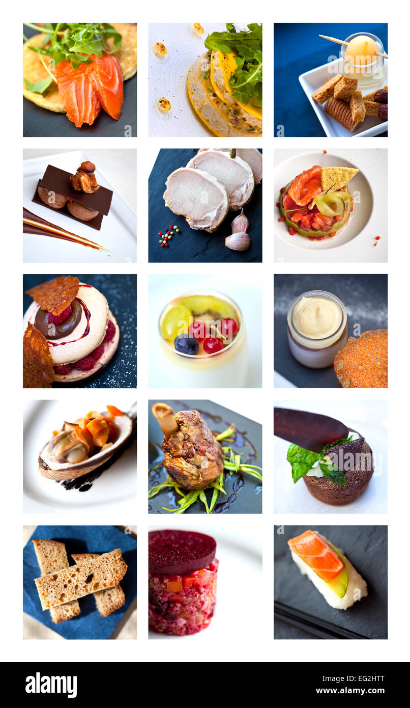 Collage of various gastronomic dishes and desserts Stock Photo - Alamy