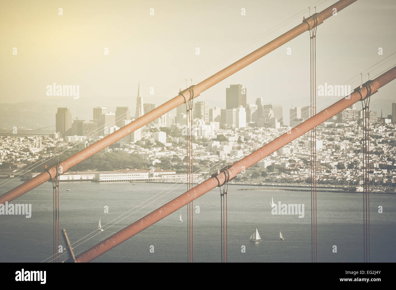 San Francisco Golden Gate Bridge Retro Film Style Stock Photo - Alamy