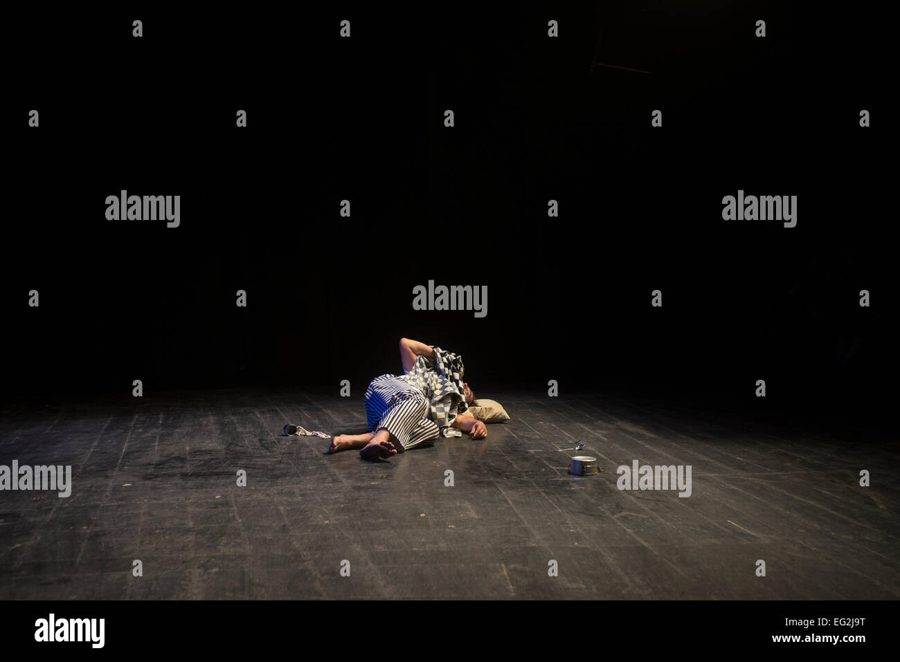 Actor plays during performance "I'll return beside the stars" directed ...