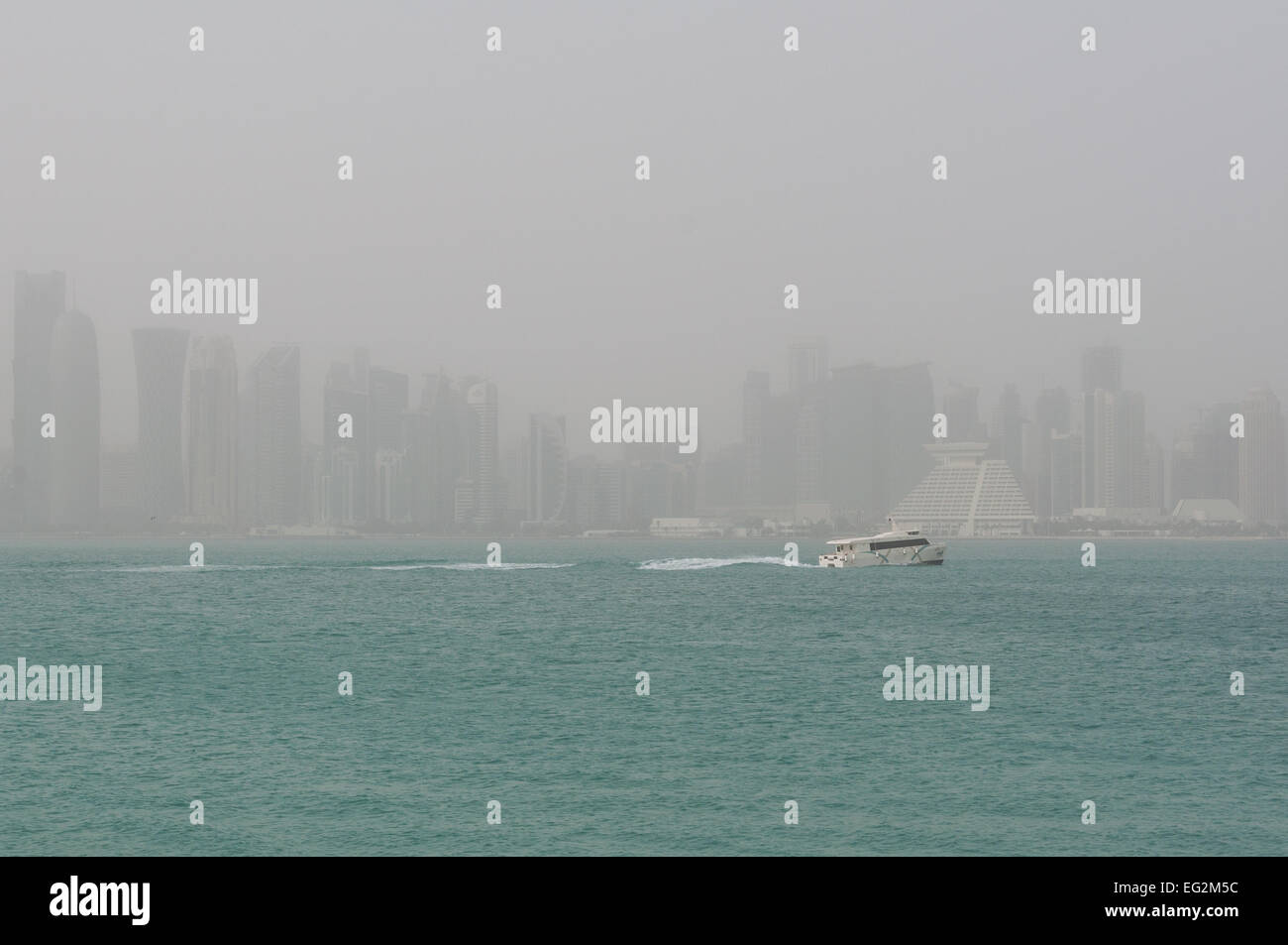 Sandstorm in Doha, View from Corniche, Qatar Stock Photo - Alamy