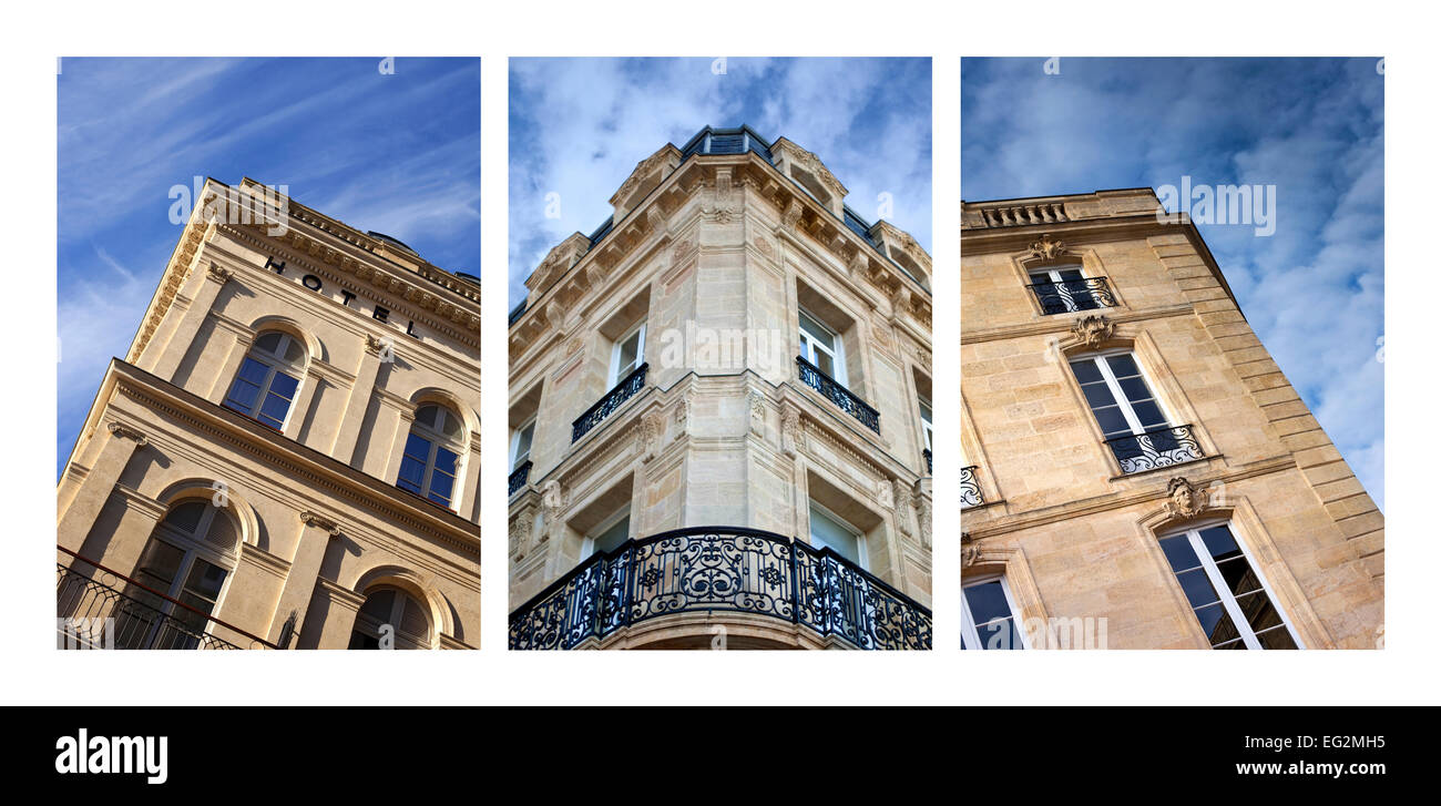 Collage of stylish French buildings in Bordeaux Stock Photo - Alamy