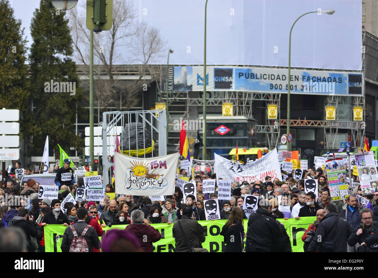 People protesting in Madrid against Spanish Citizen Security Law (known ...