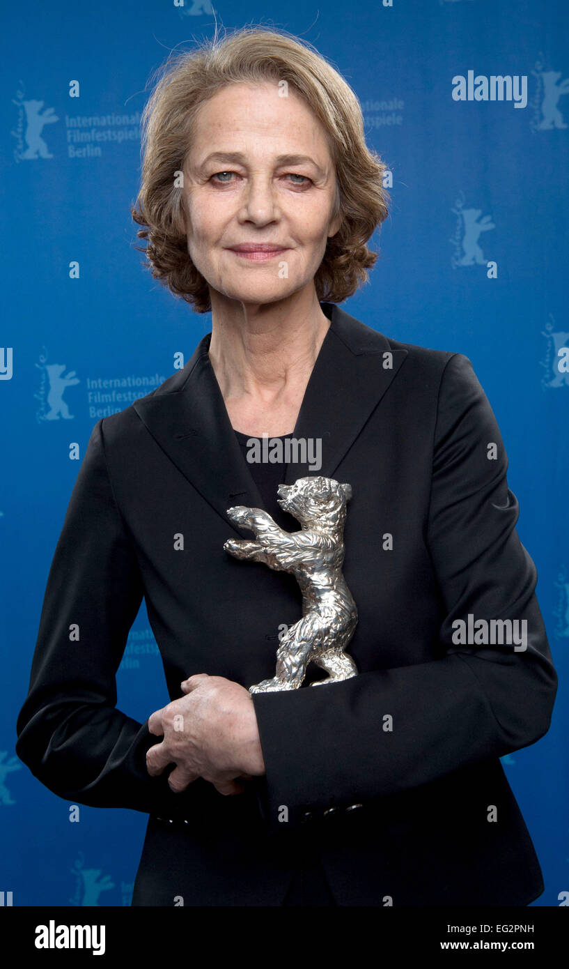 Berlin, Germany. 14th Feb, 2015. British actor Charlotte Rampling holds ...