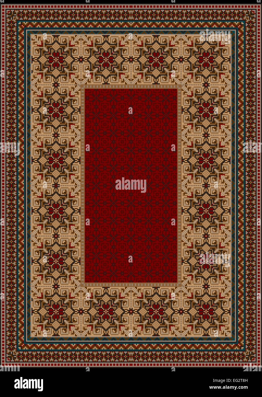 Luxury carpet with burgundy pattern against the background brown shades ...